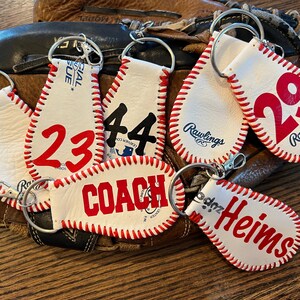 Real Baseball Keychain Personalized Keychain Leather Custom Baseball ...