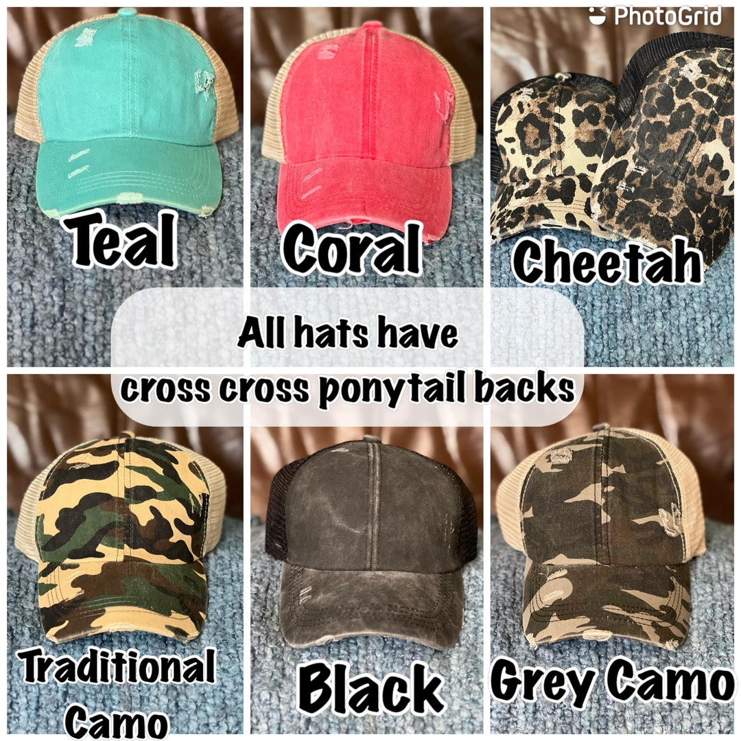 Blank Distressed Hat | Criss Cross Pony Tail Back | Trucker Hat - Etsy