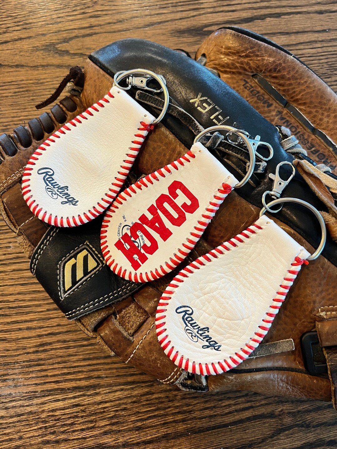 Real Baseball Keychain Personalized Keychain Leather Custom Baseball ...