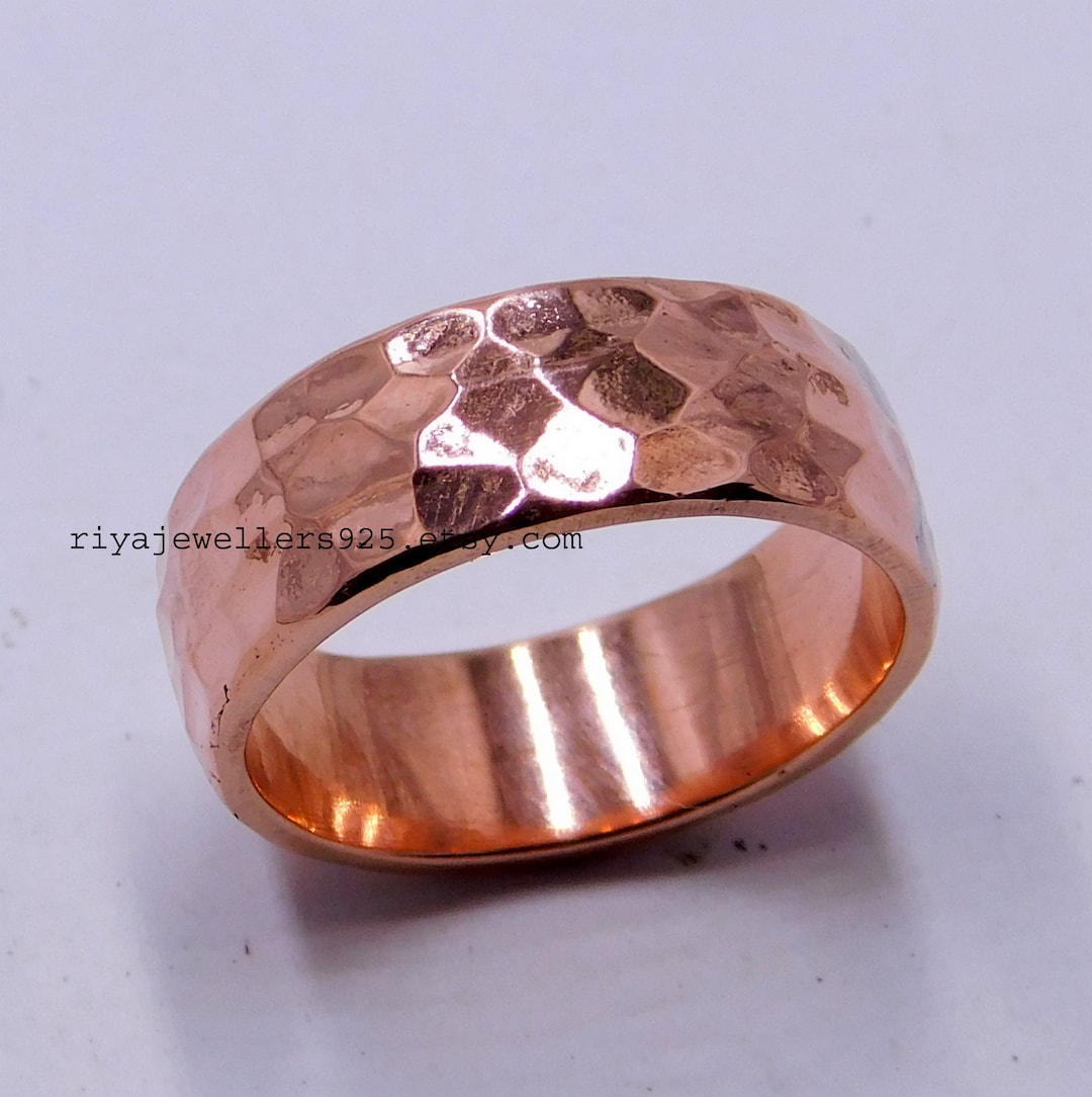 Solid Hammered Copper Band ,pure Copper Rings,hammered Copper Band Ring ...