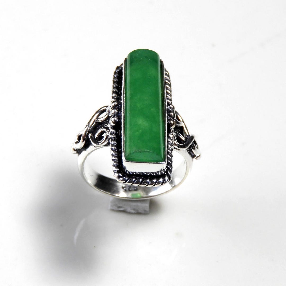Genuine Jade Sterling Silver Jewelry Handmade Ring - Etsy