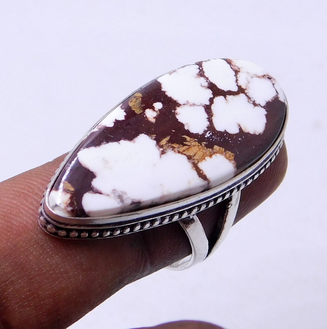 American Wild Horse Magnesite Silver Ring, Handmade Silver Ring,wild ...
