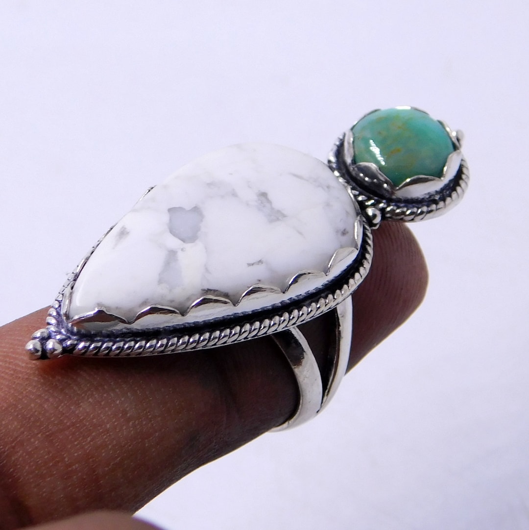 Howlite Silver Ring,turquoise Ring - Etsy