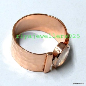 Hammered Copper Ring ,rainbow Moonstone Ring, Solid Copper Jewelry ...