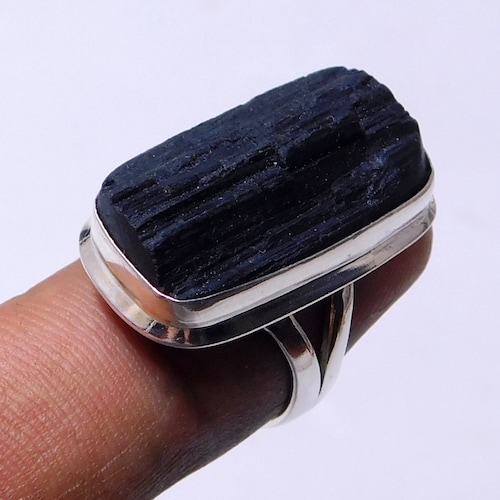 Rough Black Tourmaline Ring Natural Tourmaline Ring 925 - Etsy