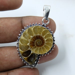 Rare Ammonite Pendant , Shell Fossil Necklace, Ammonite 925 Sterling ...