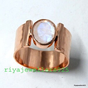 Hammered Copper Ring ,rainbow Moonstone Ring, Solid Copper Jewelry ...