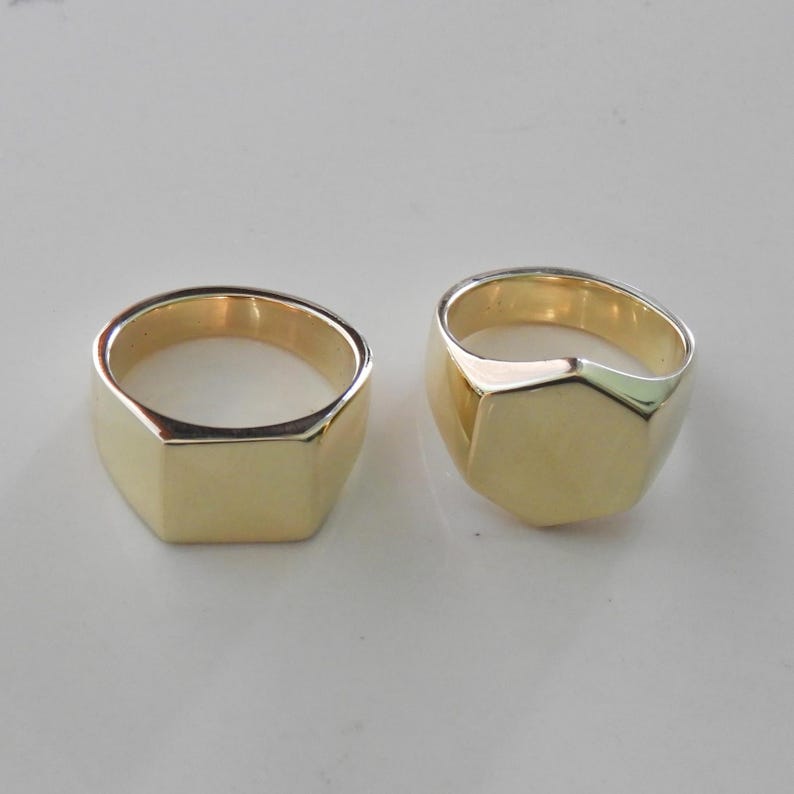 Personalized 14K Gold-tone Signet Ring, High-polished Brass With Custom ...