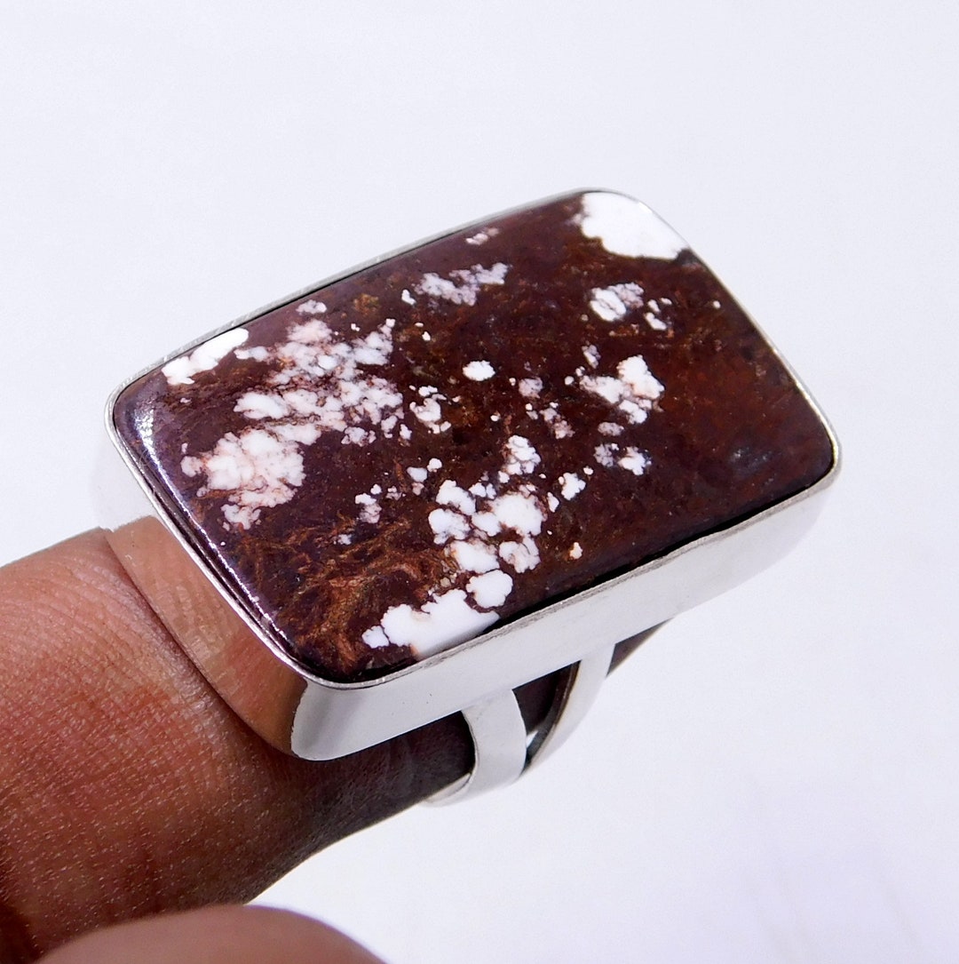 American Wild Horse Magnesite Silver Ring,rectangle Stone,free Shipping ...
