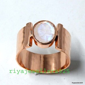Hammered Copper Ring ,rainbow Moonstone Ring, Solid Copper Jewelry ...