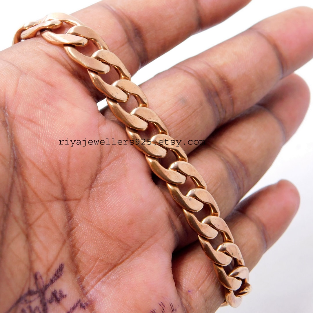 Pure Copper Curb Chain Bracelets, Solid Copper Chain 10 Mm,handmade ...