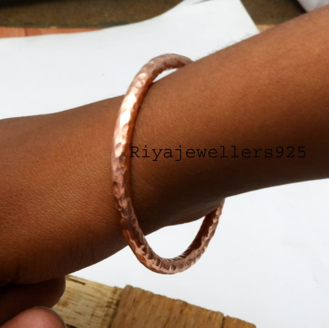 Classic Copper Hammered Bangle, Medium Weight Bangle, Solid Copper ...