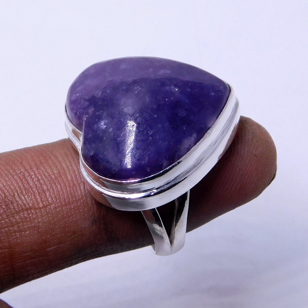 Sugilite Ring, Handmade Heart Sugilite Ring, Sterling Silver ...