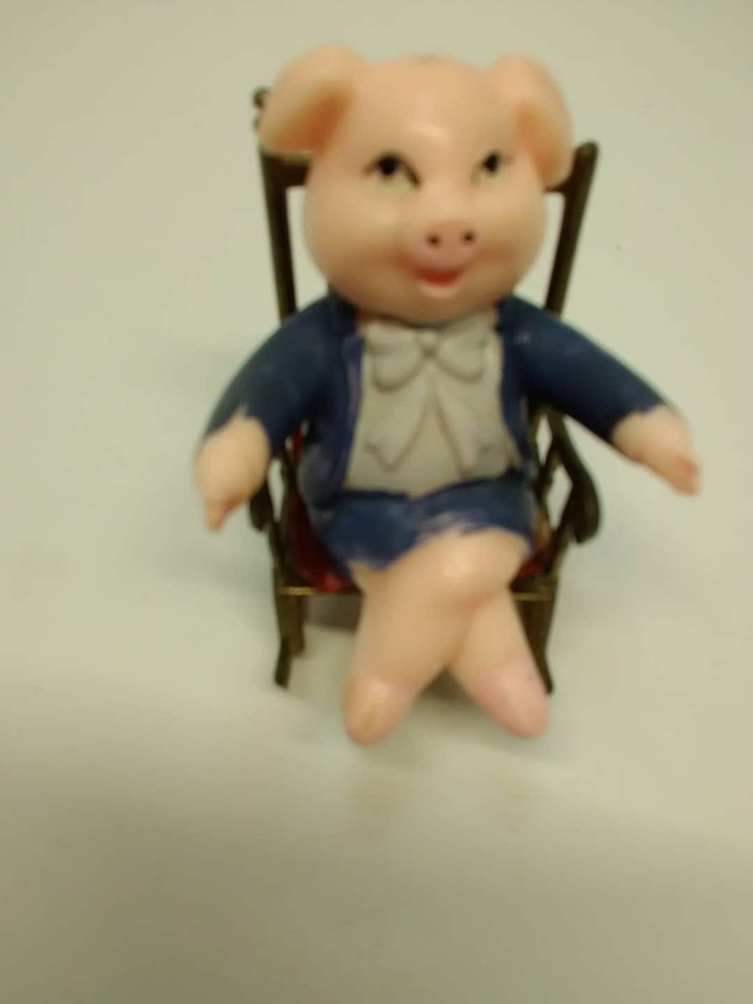 Vintage Celluloid Pig in Rocking Chair. - Etsy