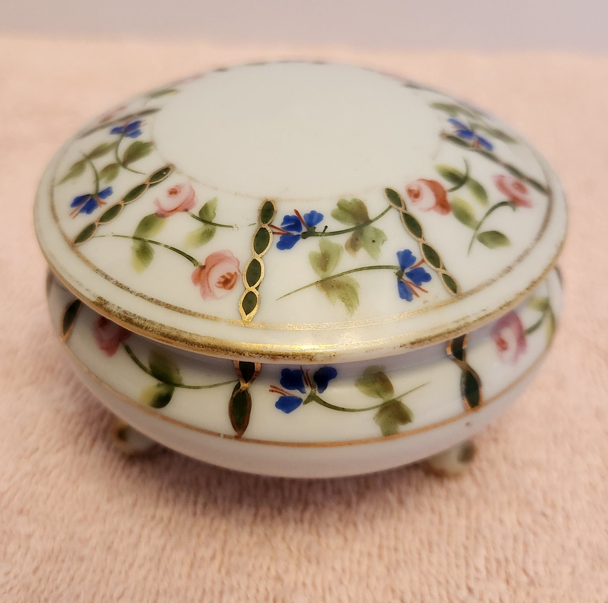 Nippon Powder Box Vintage Ceramic Box Japanese Ceramic Powder Box ...