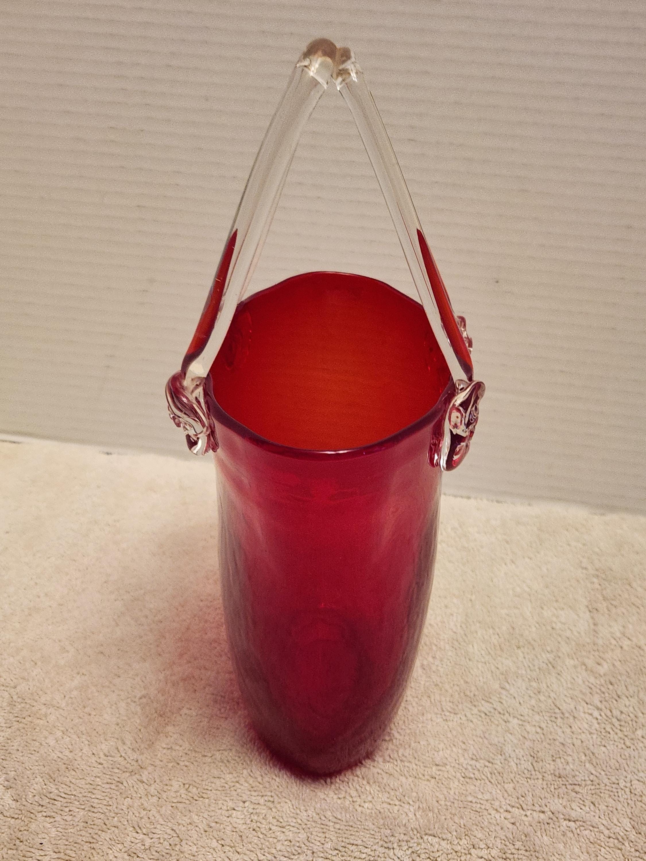 Purse Art Deco Ruby Red Glass Handblown - Etsy