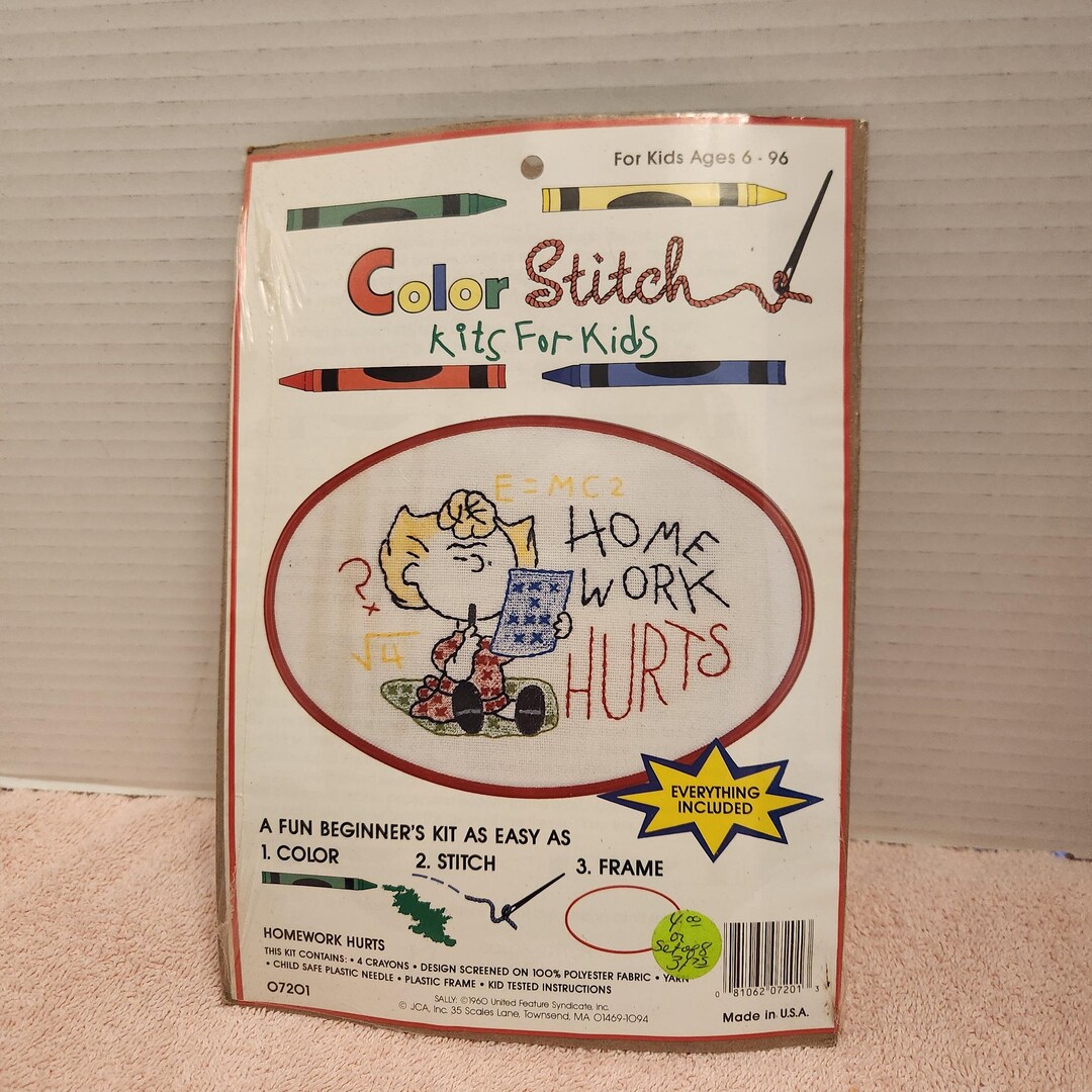 Snoopy "homework Hurts" Kids Needlepoint and Coloring Kit. - Etsy