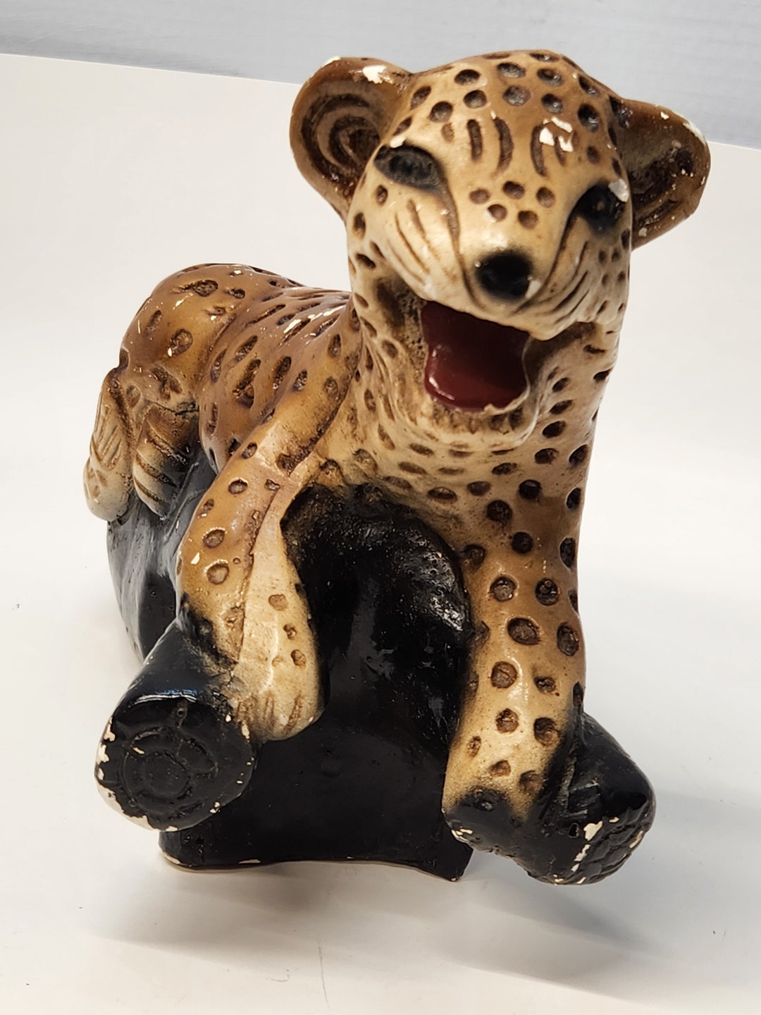 Primitive Jungle Cat Made in Mexico Vintage Ceramic Cougar Primitive ...