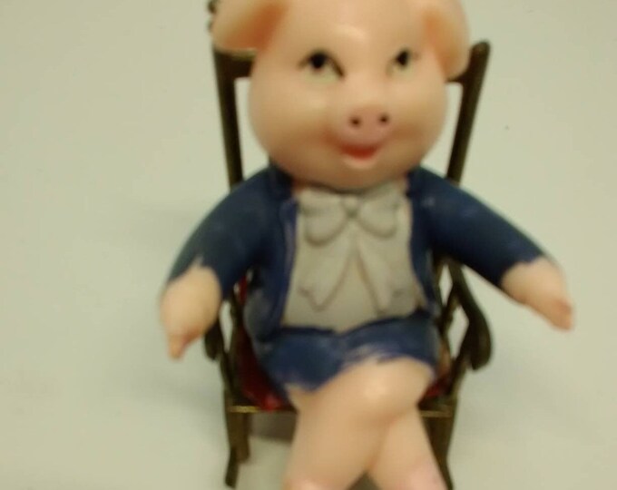 Vintage Celluloid Pig in Rocking Chair. - Etsy