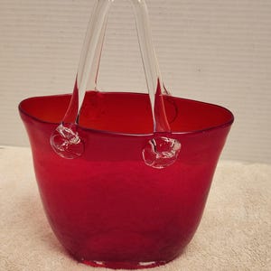 Purse Art Deco Ruby Red Glass Handblown - Etsy
