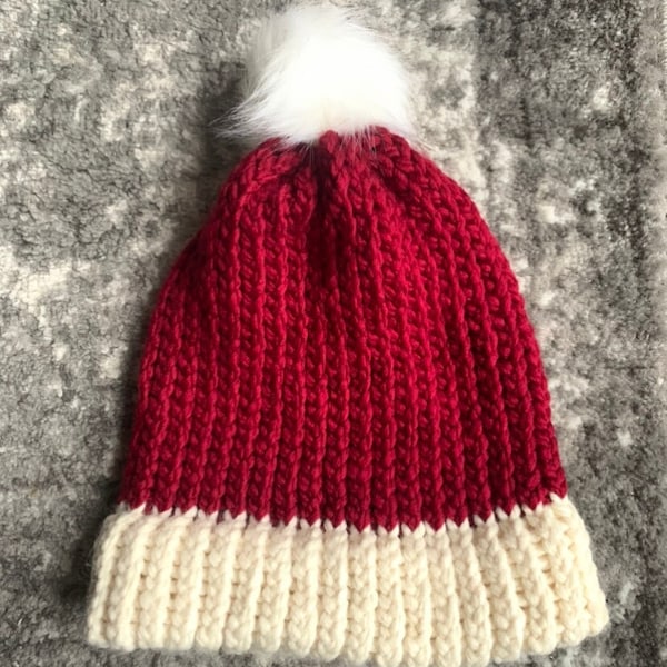 Knitted Santa Hat - Etsy