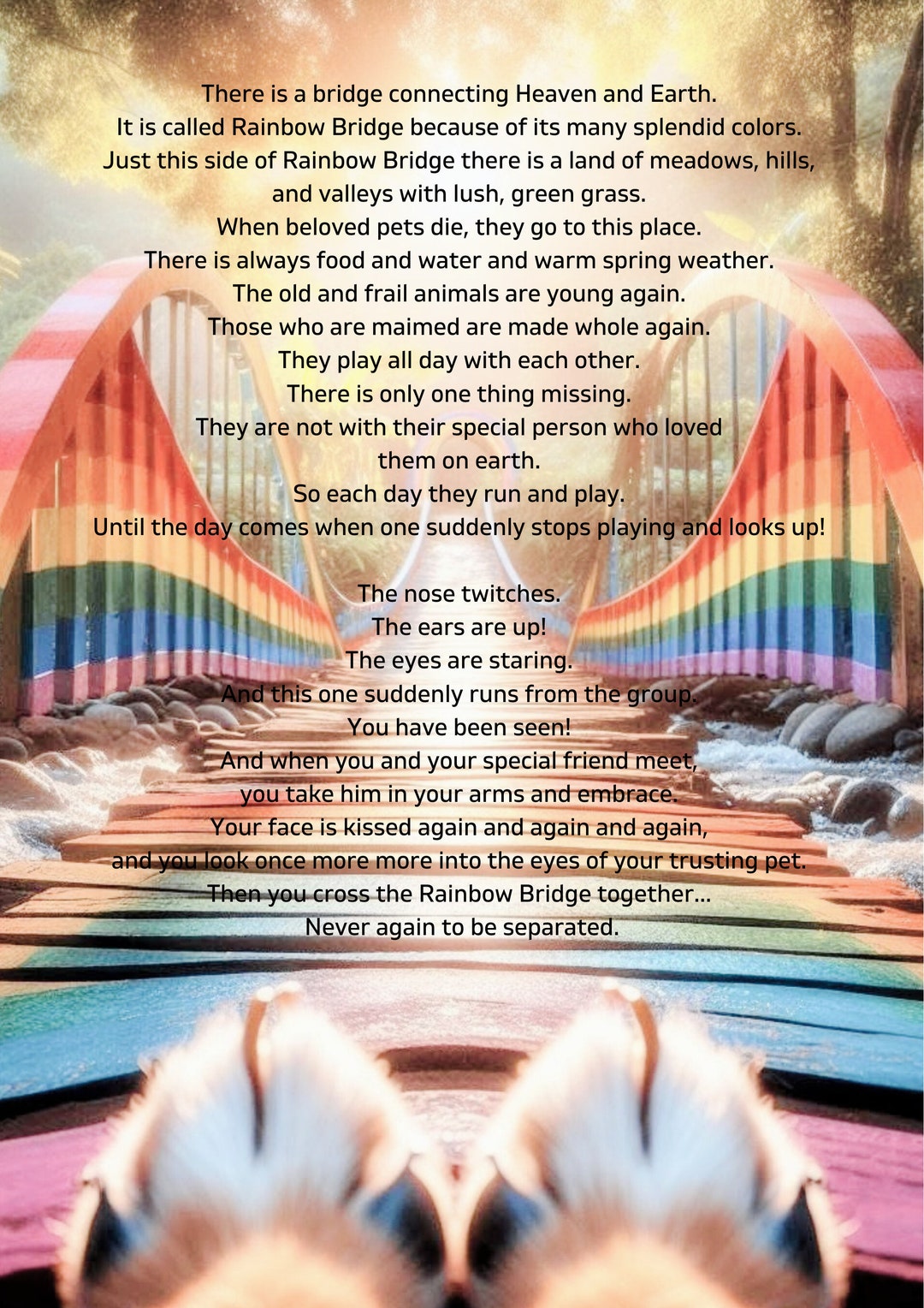 Rainbow Bridge, Dog Remembrance, Pet Sympathy Gift, Rainbow Bridge Poem ...