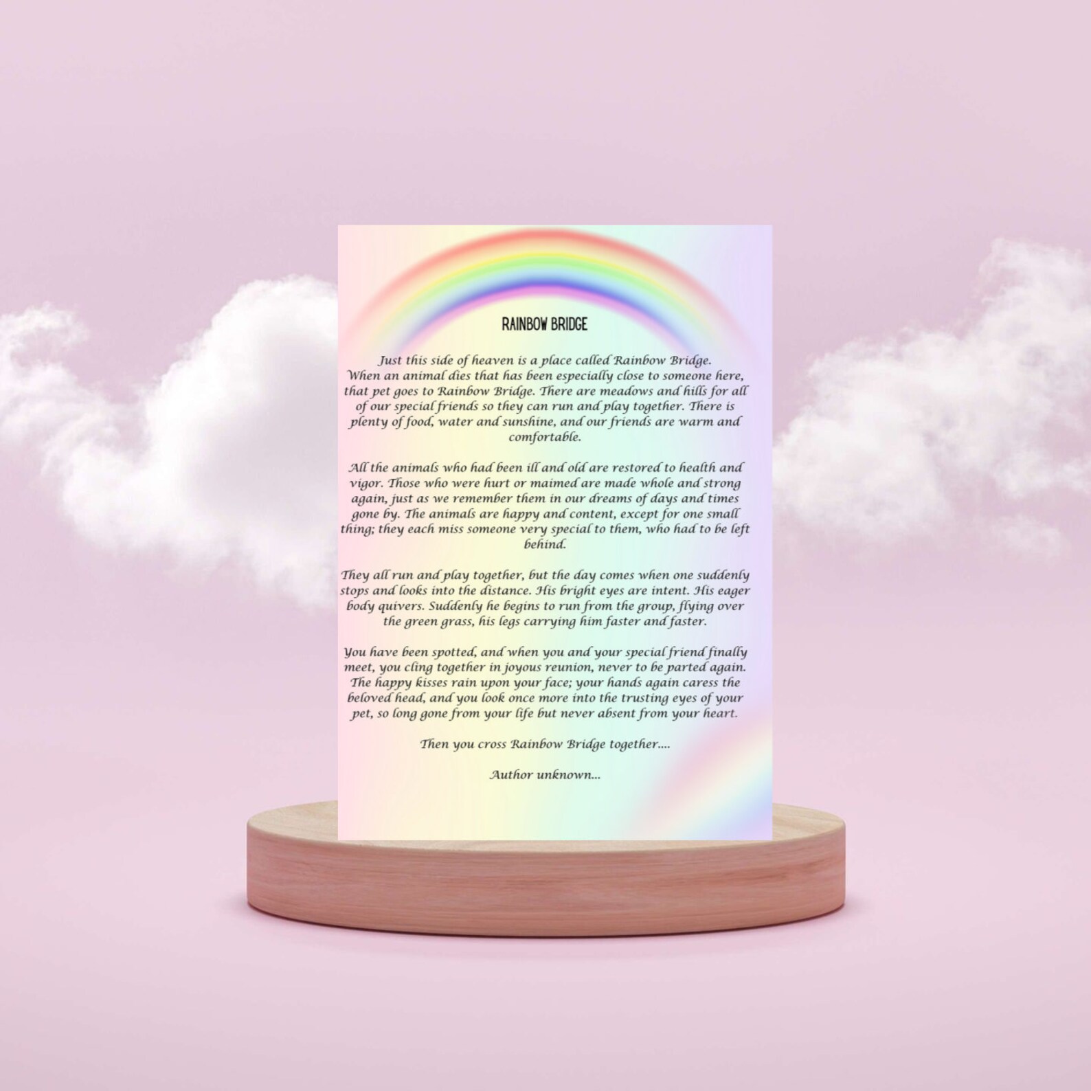 Rainbow Bridge Poem Digital Print Pet Loss Memorial Print Sympathy Gift ...