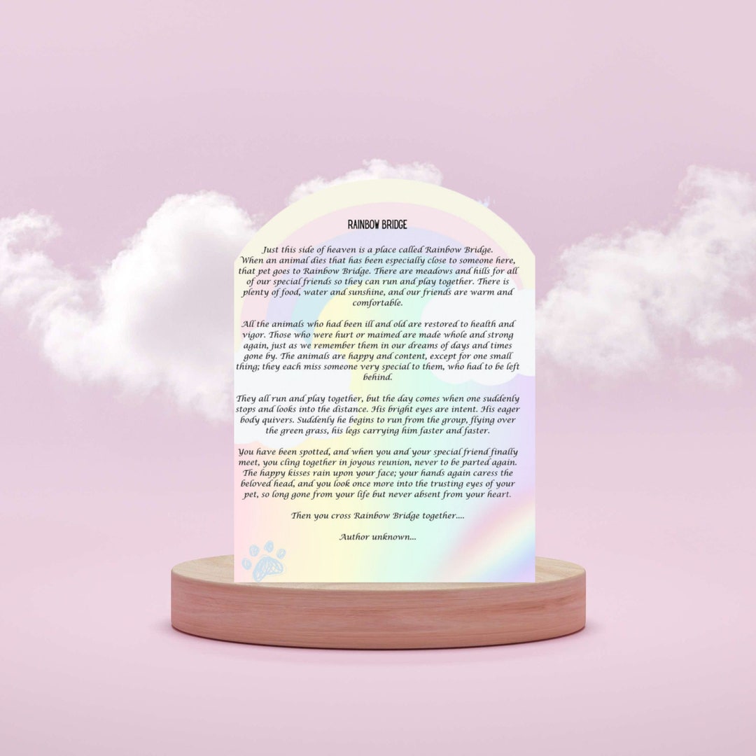 Rainbow Bridge Poem Print - Pet Loss Memorial Gift (digital Download ...