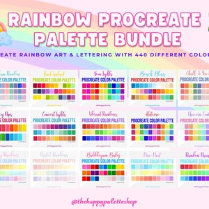 Rainbow Procreate Color Palette Bundle | Cute Digital Art | Digital ...
