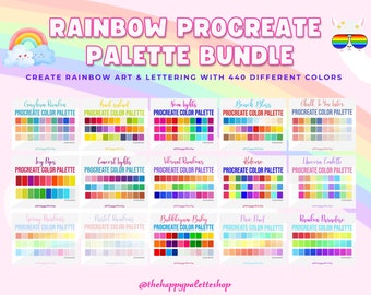 Rainbow Procreate Color Palette Bundle | Cute Digital Art | Digital ...