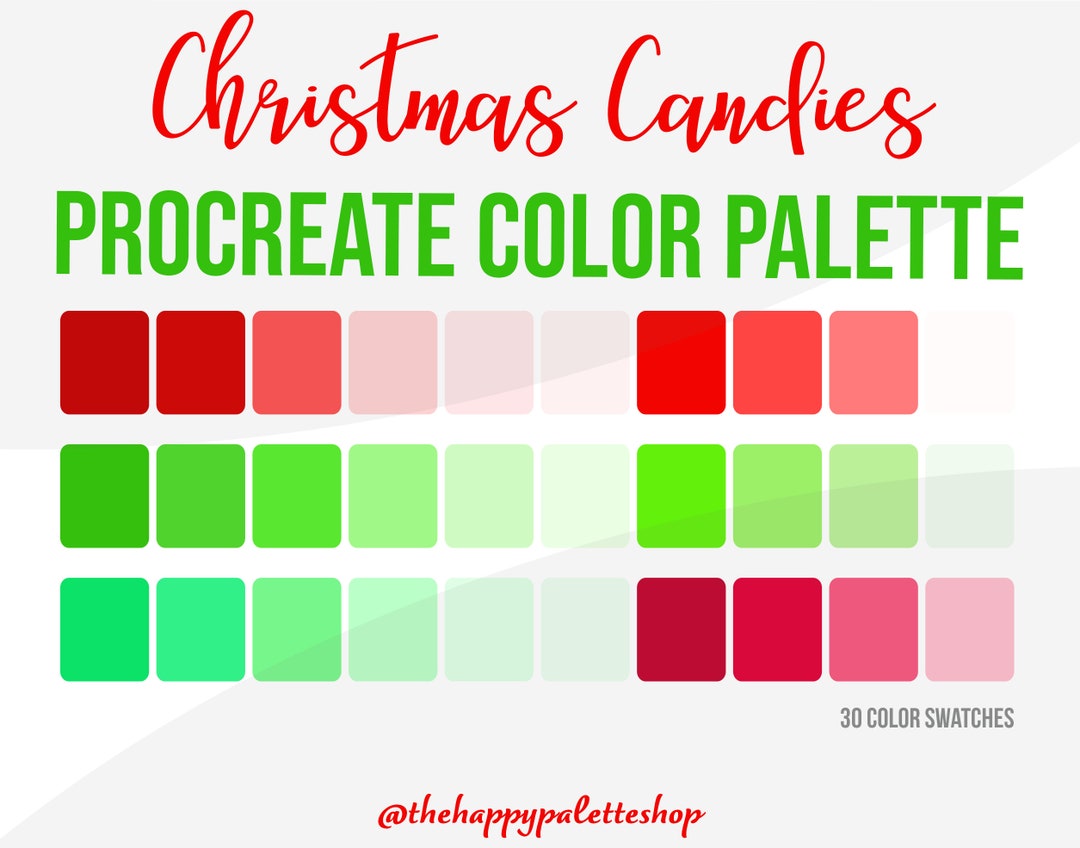 Christmas Procreate Color Palette | iPad Lettering | Digital Art Colors | Red and Green ...