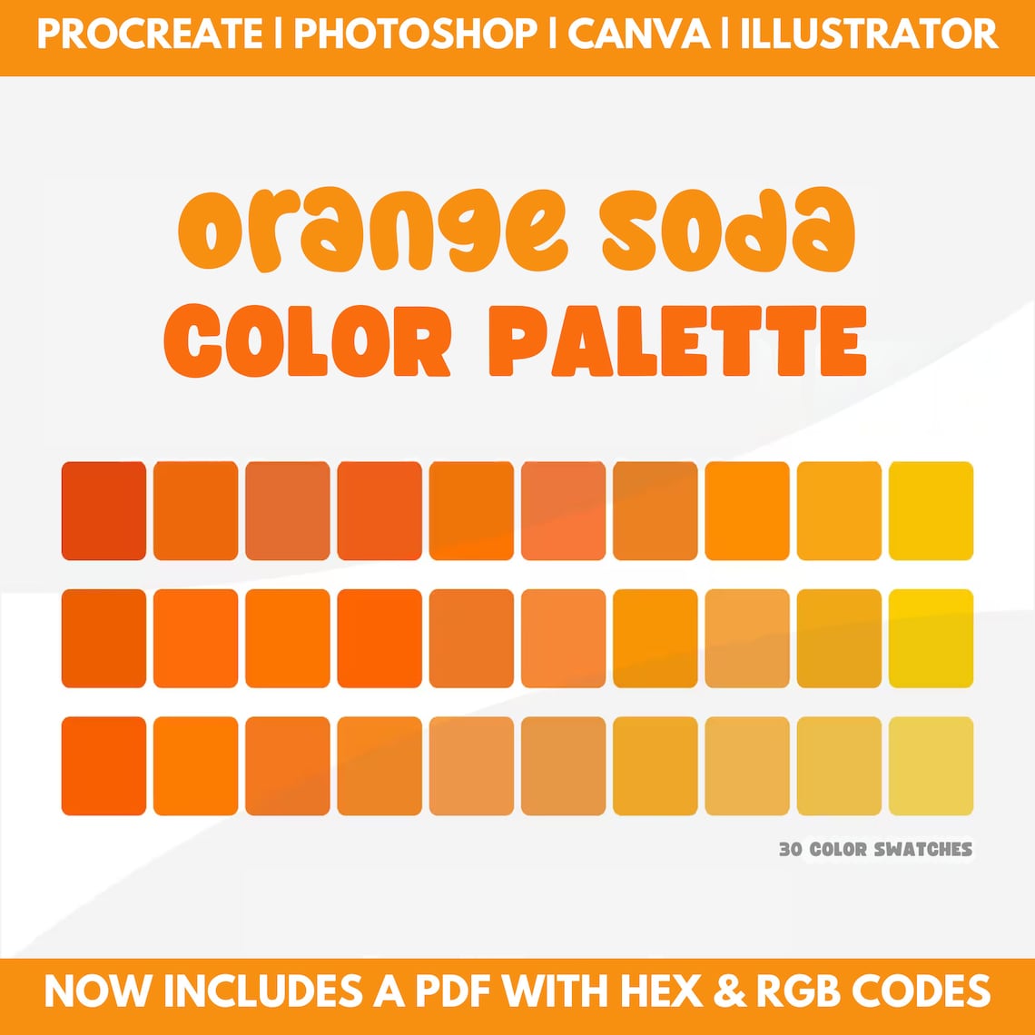 Orange Color Palette, Hex Codes, Rgb Codes, Procreate Swatches ...