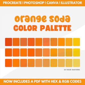 Orange Color Palette, Hex Codes, Rgb Codes, Procreate Swatches ...