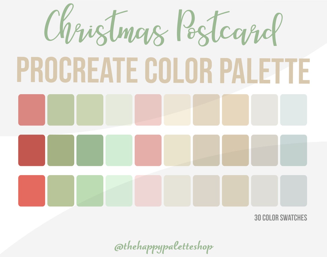 Christmas Procreate Color Palette | iPad Lettering | Digital Art | Vintage Christmas Color ...