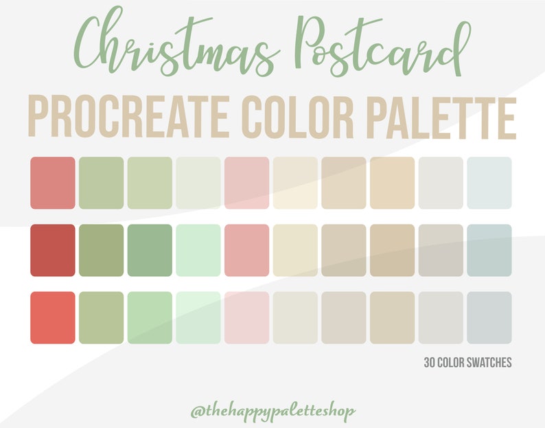Christmas Procreate Color Palette | iPad Lettering | Digital Art | Vintage Christmas Color ...