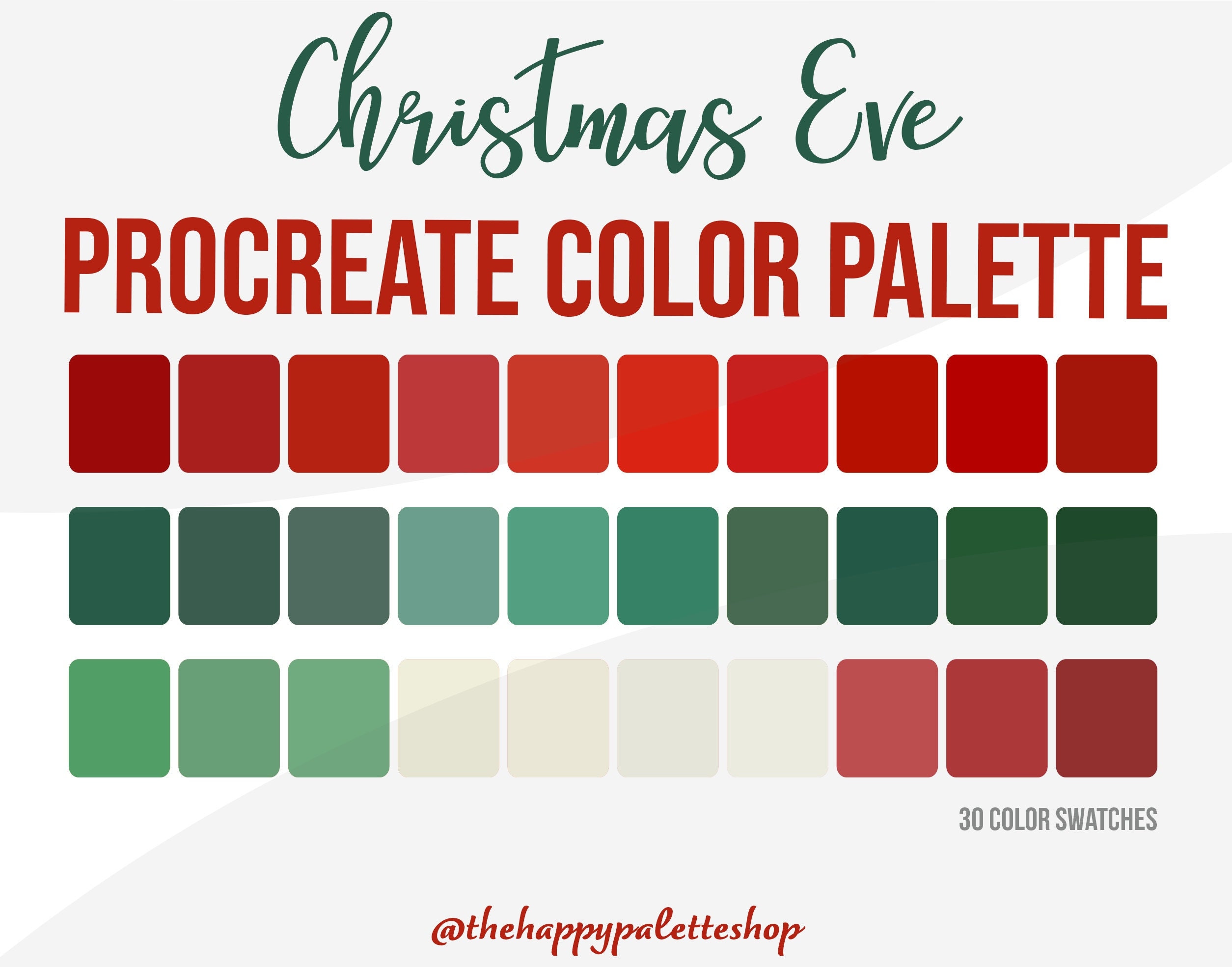 Christmas Procreate Color Palette | Lettering | Digital Art | iPad Procreate | Red and Green ...