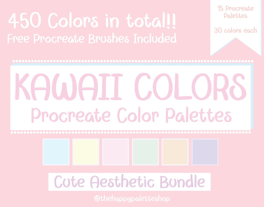 Kawaii Procreate Colors Bundle | Lettering | Digital Art | Digital ...