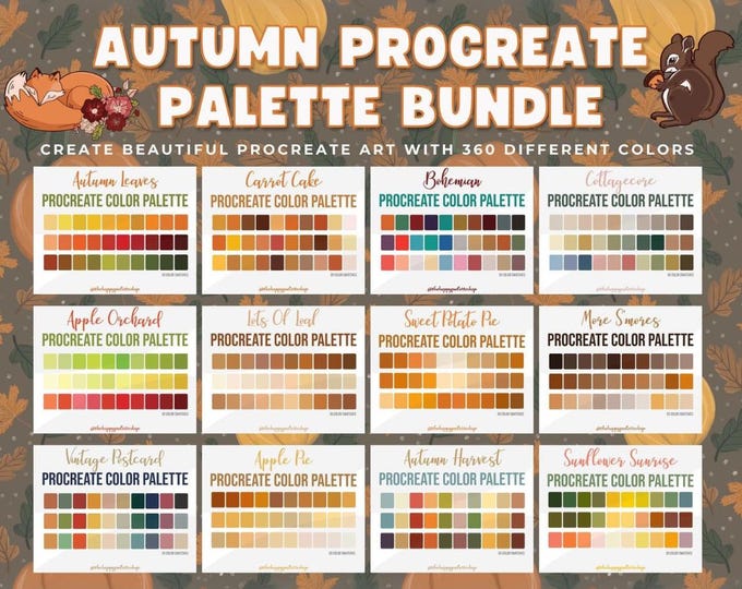Fall Procreate Color Palettes Bundle Digital Art & Lettering ...