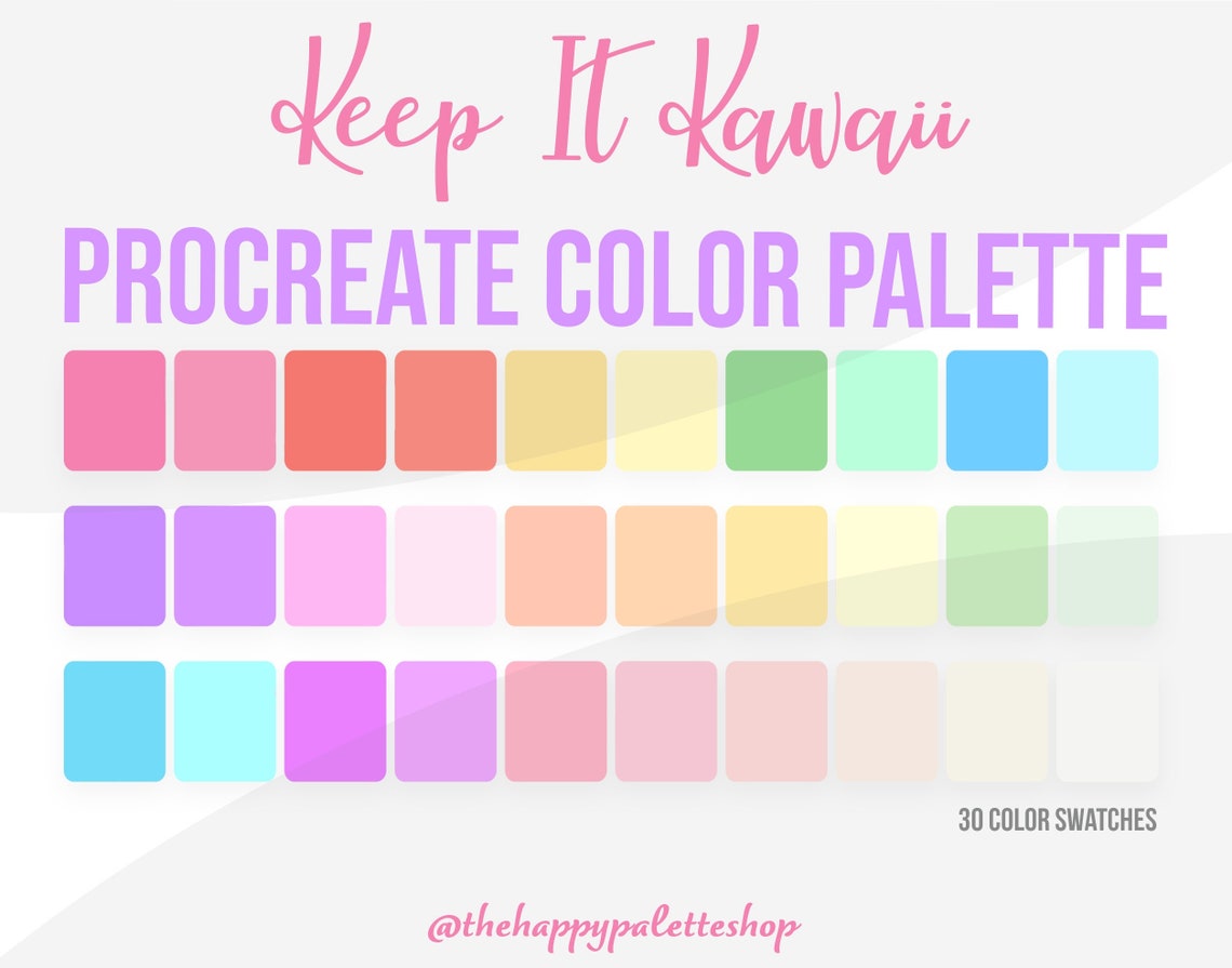 Kawaii Procreate Color Palette | Lettering | Digital Art | iPad ...