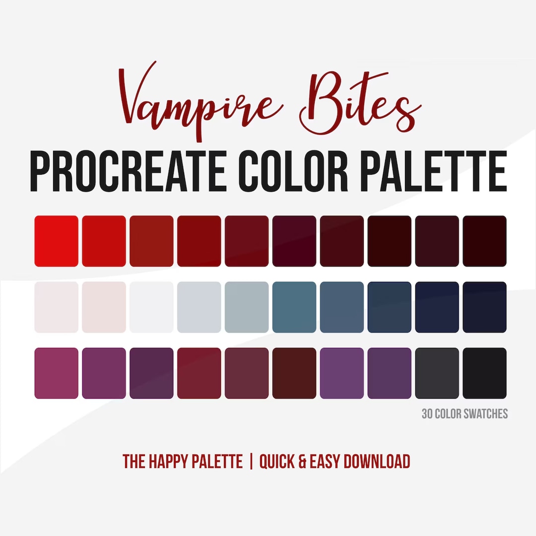 Vampire Procreate Color Palette | Lettering | Digital Art | Halloween ...