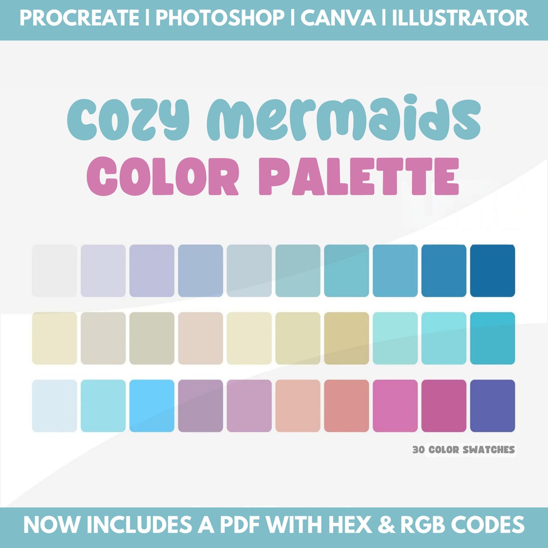 Mermaid Color Palette, Hex Codes, Rgb, Mermay Procreate Swatches ...