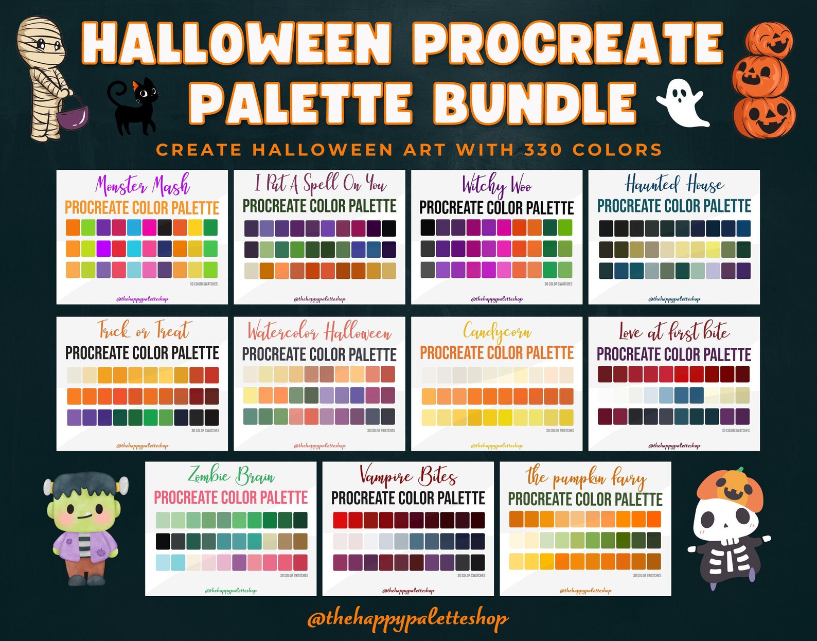 Halloween Procreate Color Palette Bundle | Digital Art & iPad Lettering ...