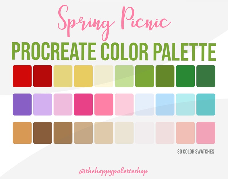 Spring Procreate Color Palette | iPad Lettering | Digital Art | Cute ...