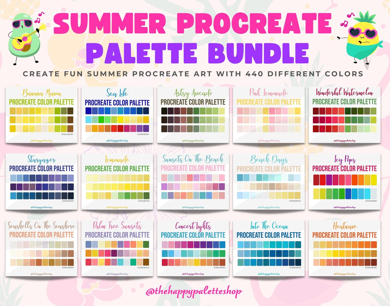Summer Procreate Color Palettes Bundle Digital Art & Lettering ...
