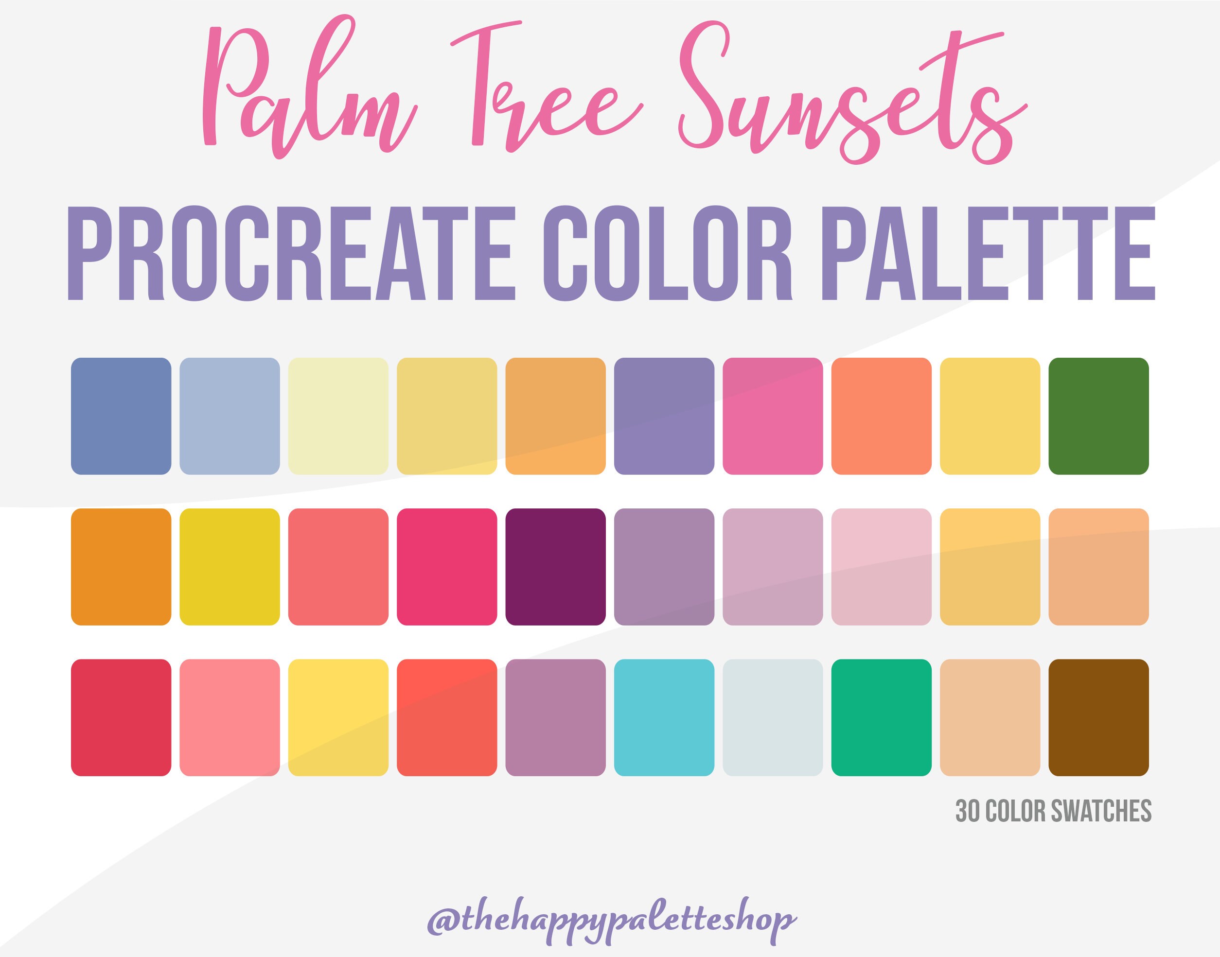 Palm Tree Sunsets Procreate Palette | Lettering | Digital Art | iPad Procreate | Florida Summer ...