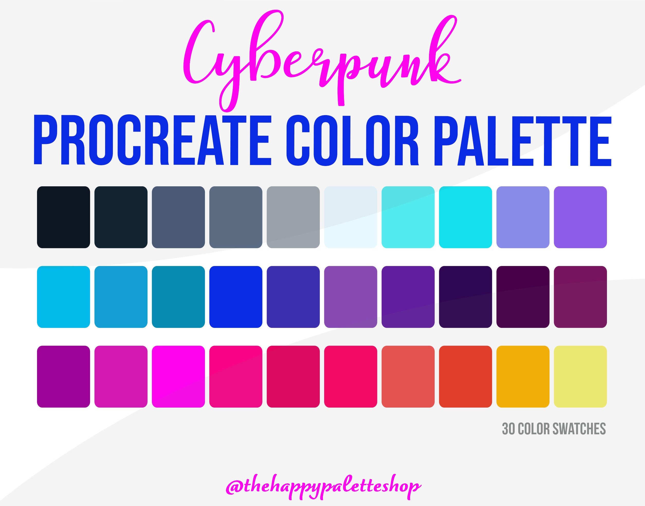 Cyberpunk Procreate Palette | Lettering | Digital Art | Digital ...