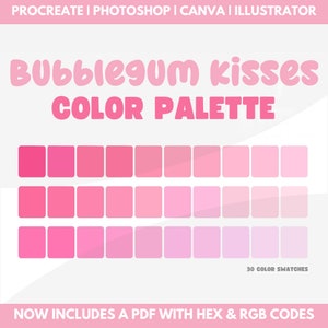 Pink Color Palette With Hex Codes & Rgb Codes, Procreate Swatches ...