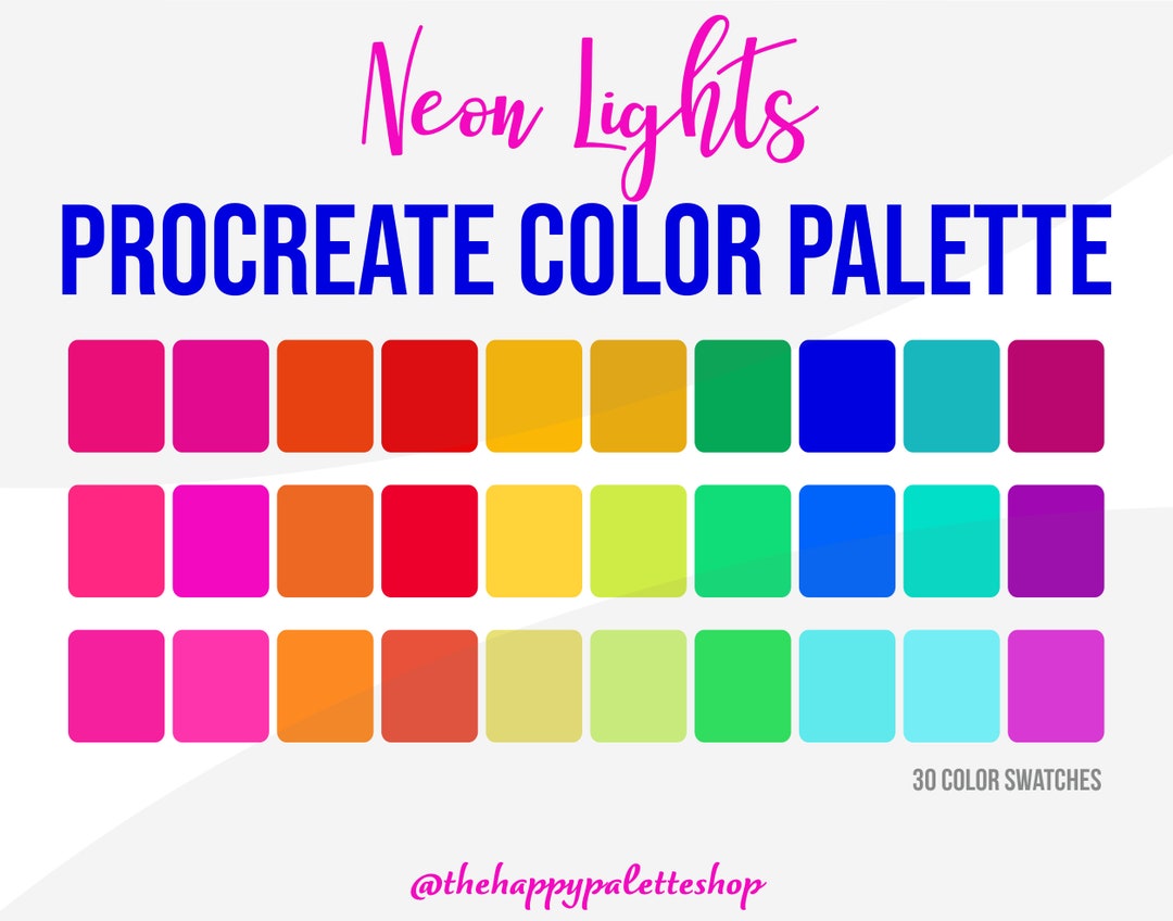 Neon Rainbow Procreate Color Palette | iPad Lettering | Digital Art ...