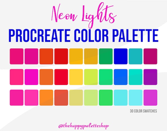 Neon Rainbow Procreate Color Palette Ipad Lettering - Etsy