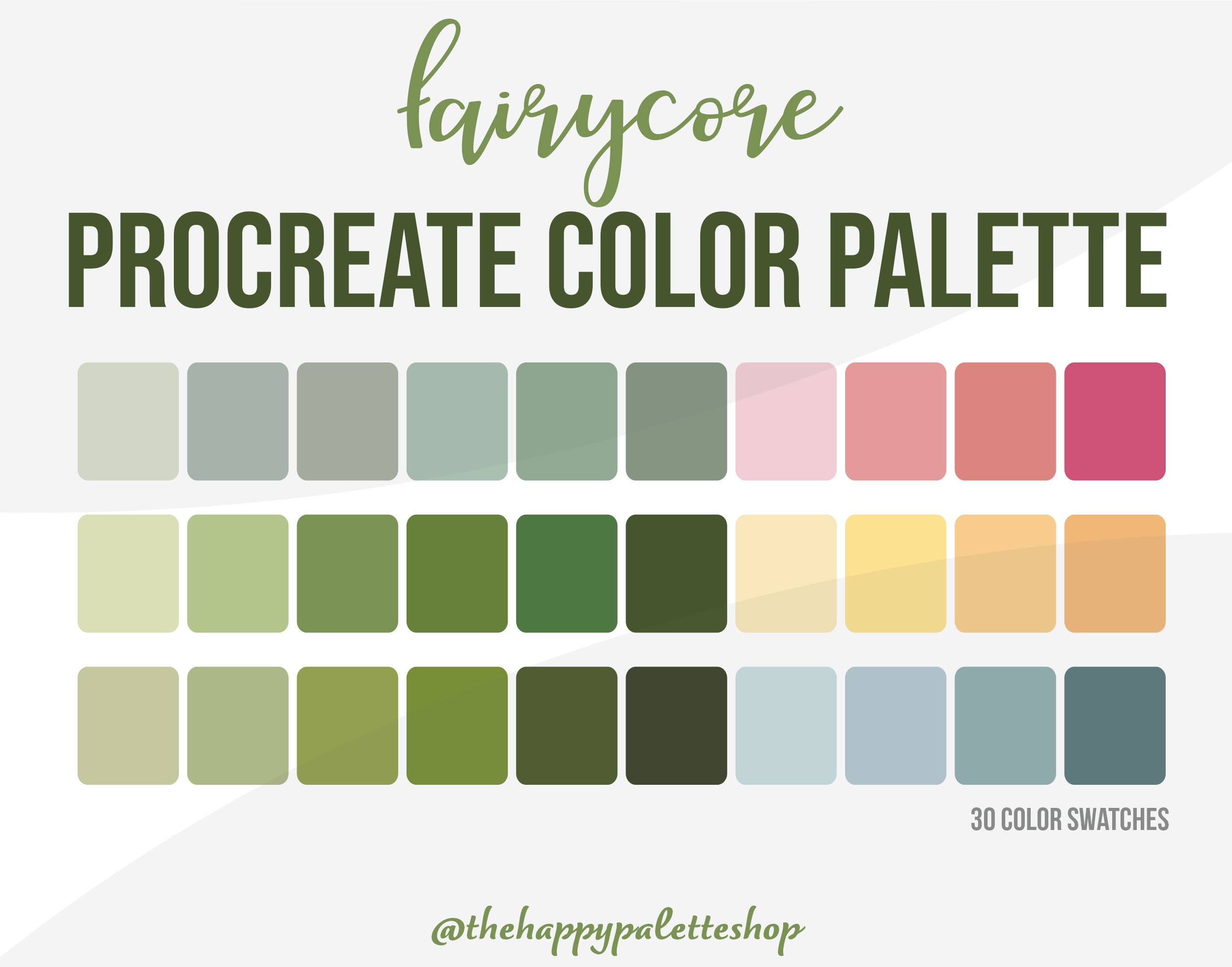 Fairycore Aesthetic Procreate Color Palette |ipad Lettering | Digital ...